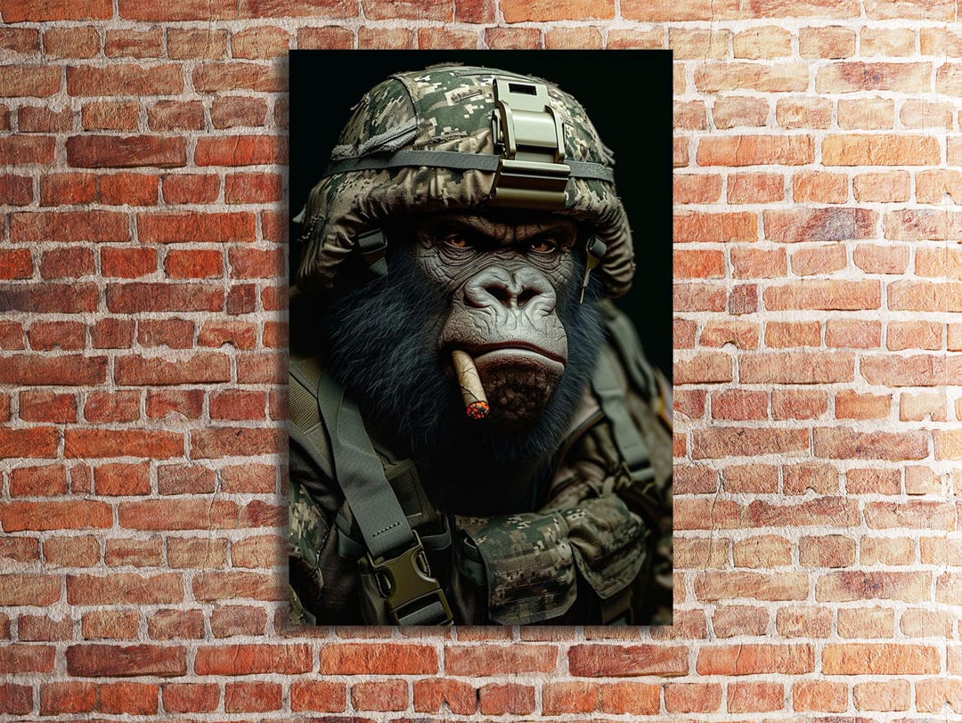 Soldier Monkey Canvas Print, Monkey Wall Art, Monkey Lover Gift, Animal ...