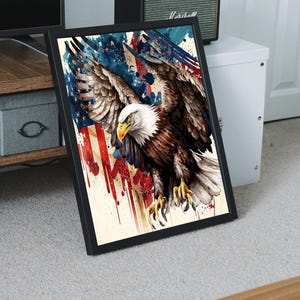 American Flag and American Eagle Canvas Hanging, Bald Eagle Art ...