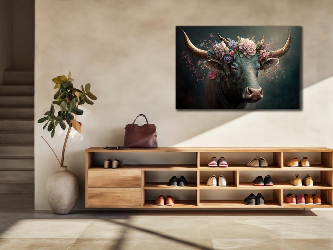 Highland Cow Wall Art, Rustic Cow Canvas Print, Farmhouse Wall Decor ...