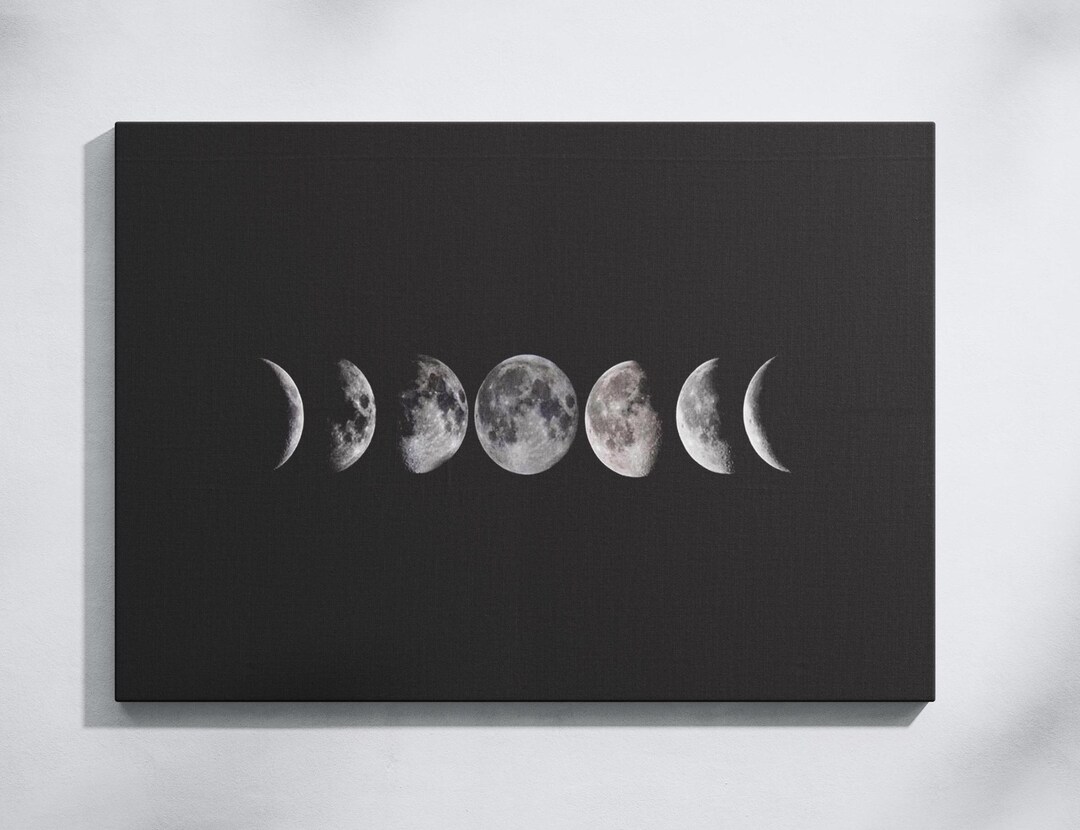 Moon Phases Canvas Print, Lunar Eclipse Art, Moon Phases Decor, Moon ...