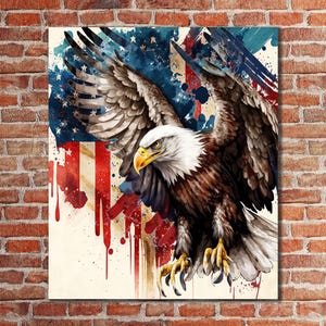 American Flag and American Eagle Canvas Hanging, Bald Eagle Art ...