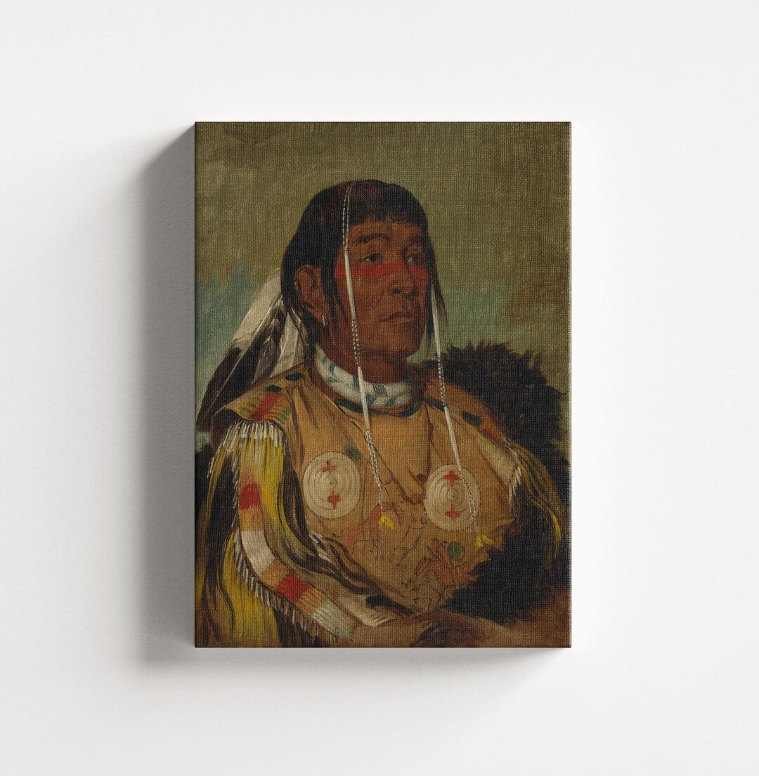 Indian Chief Portrait Canvas Hanging, Chief Painting Print, Indian ...