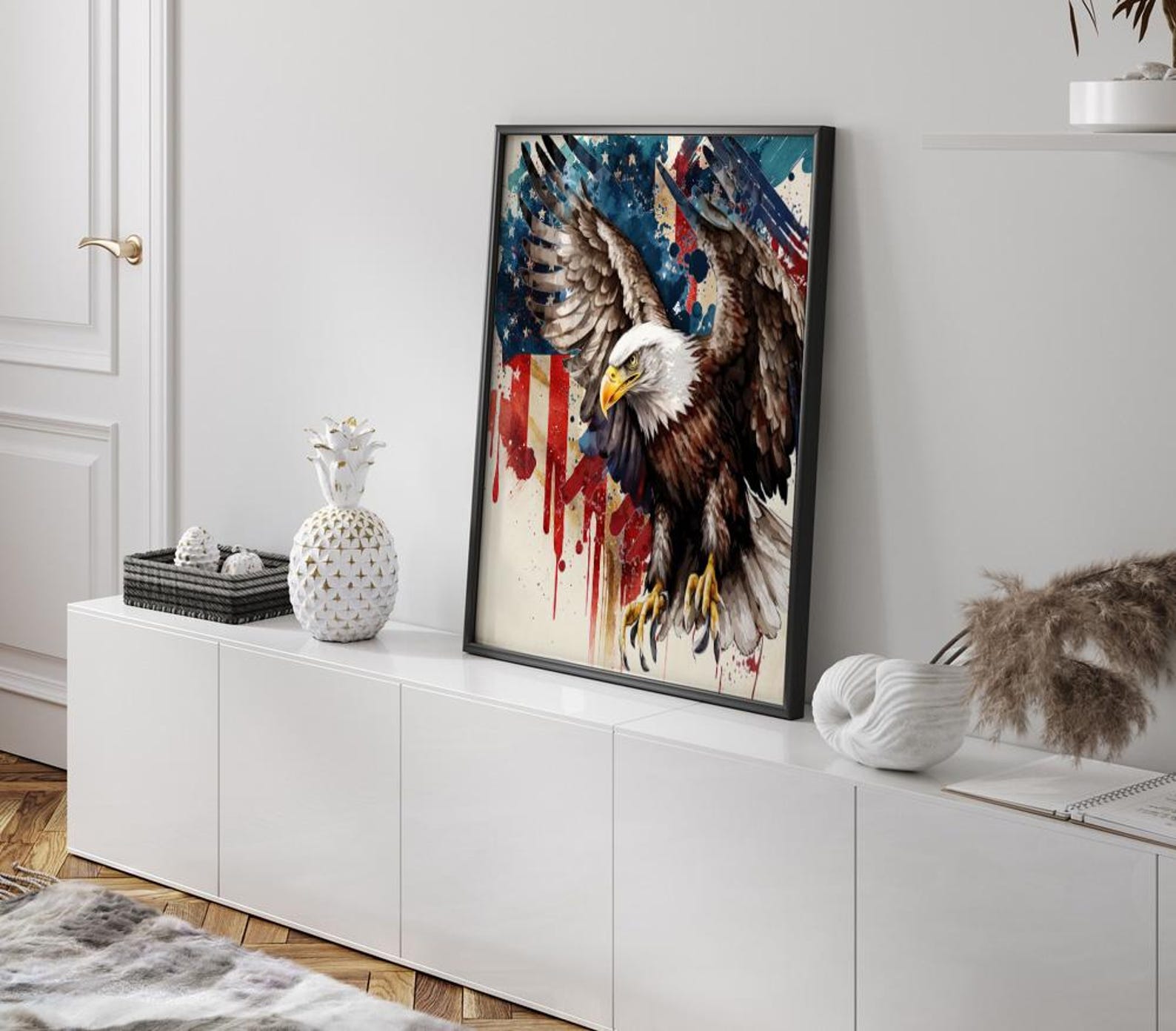 American Flag and American Eagle Canvas Hanging, Bald Eagle Art ...