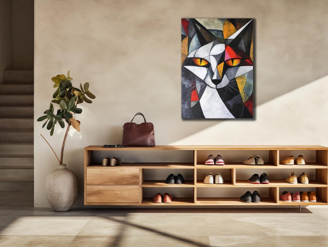 Cubism Cat Wall Art, Cat Canvas Art, Cat Print, Cat Photo, Cat Lover ...