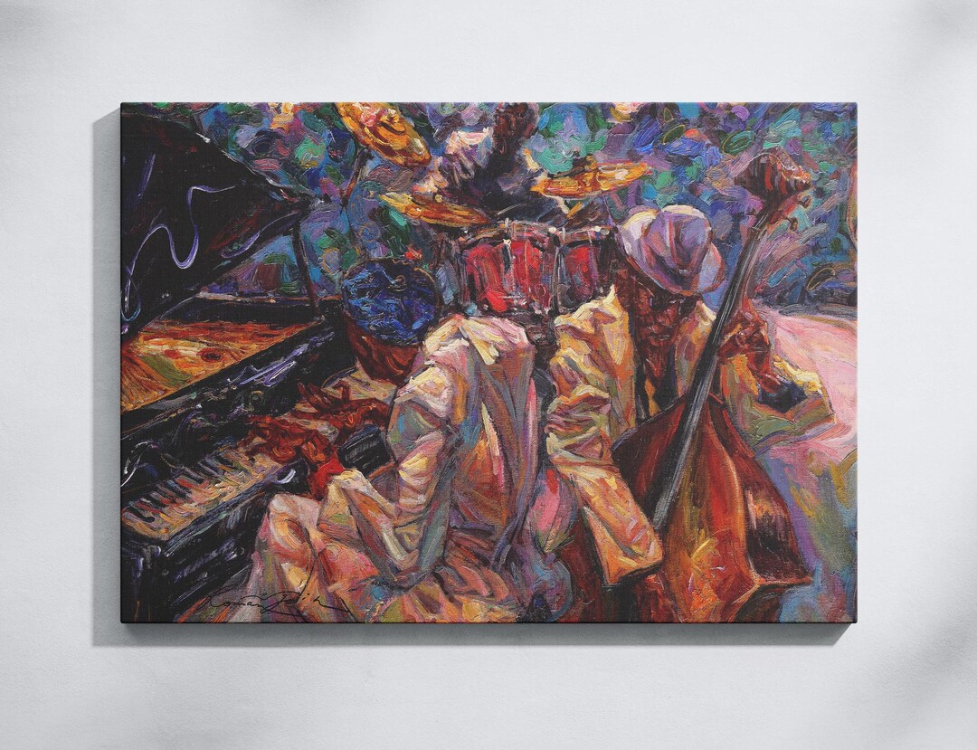 Jazz Band Canvas Print, Musician Canvas Wall Art, Bar Wall Decor ...
