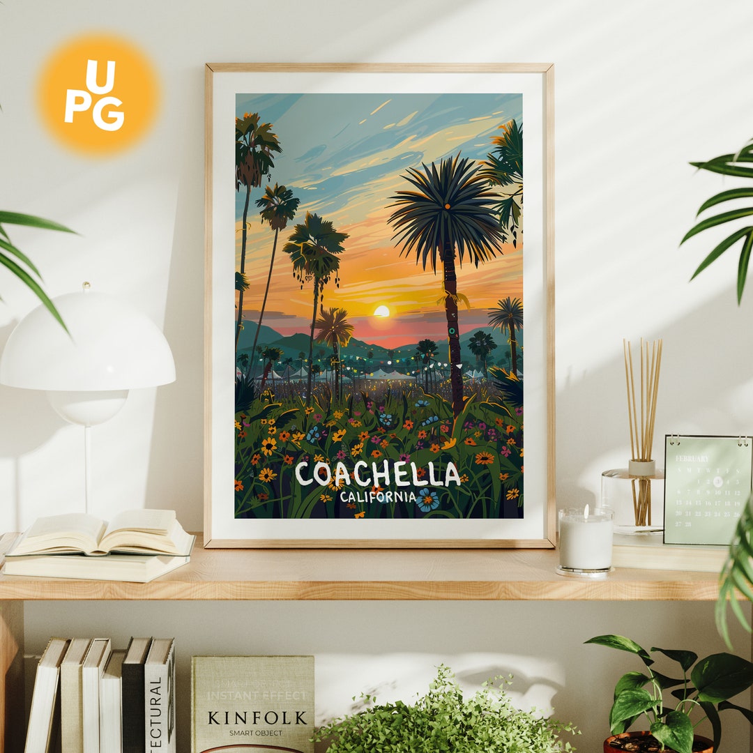 Illustration De Coachella-california 2, Poster Coachella, Cadeau ...