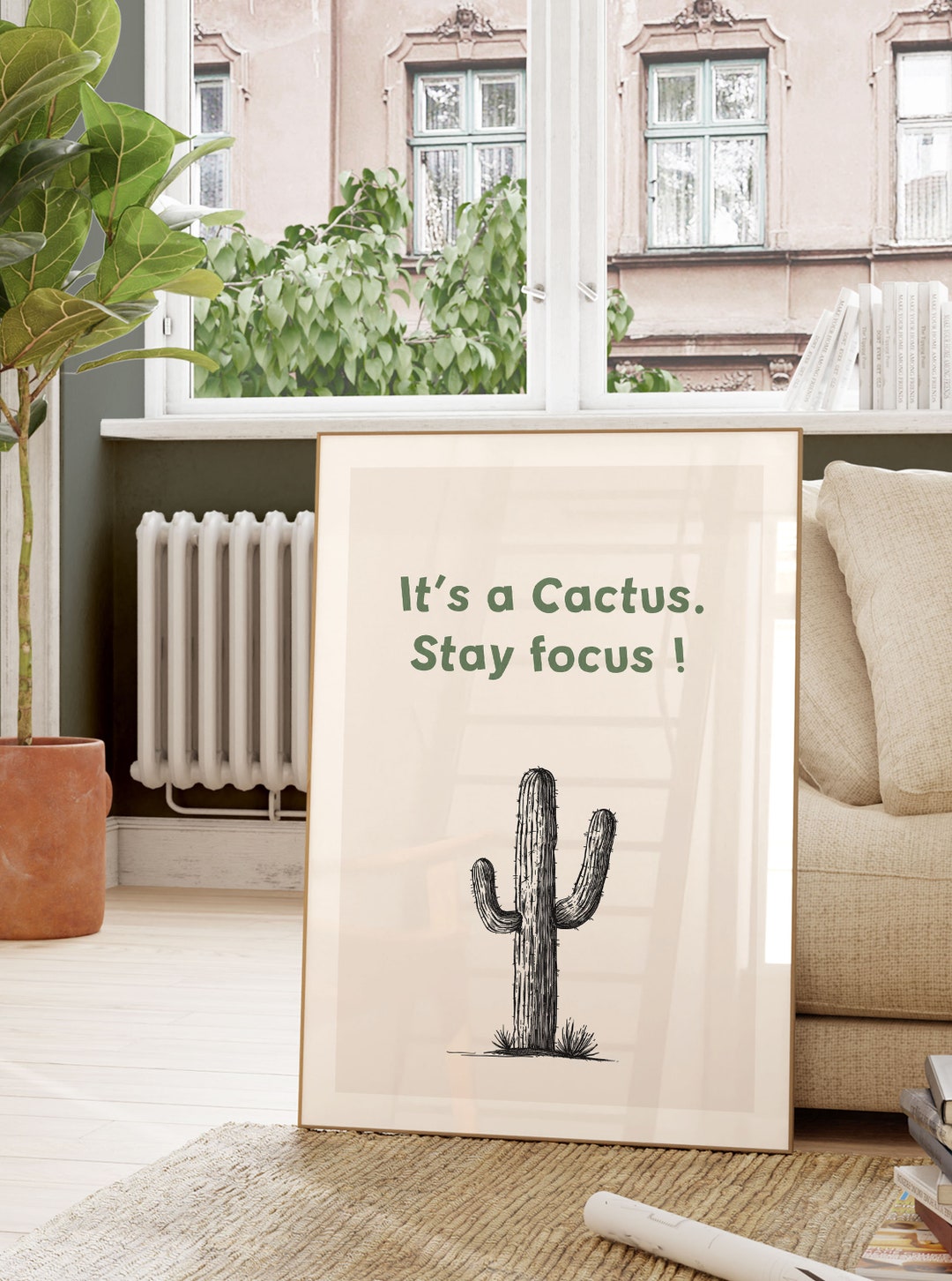 Poster Comique for Home Decor It's a Cactus, Stay Focus Décoration ...