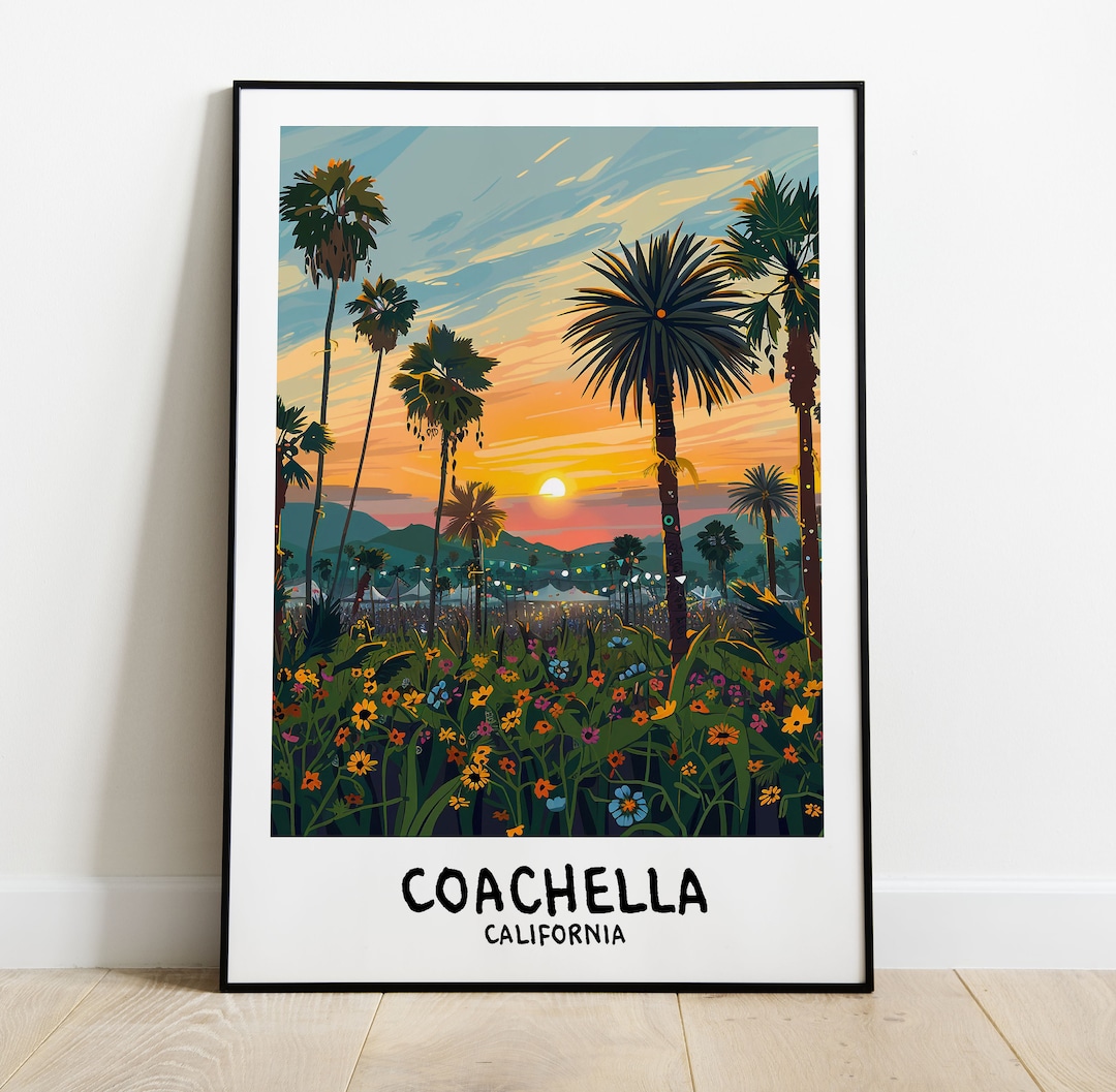 Illustration De Coachella-california, Poster Coachella, Cadeau ...