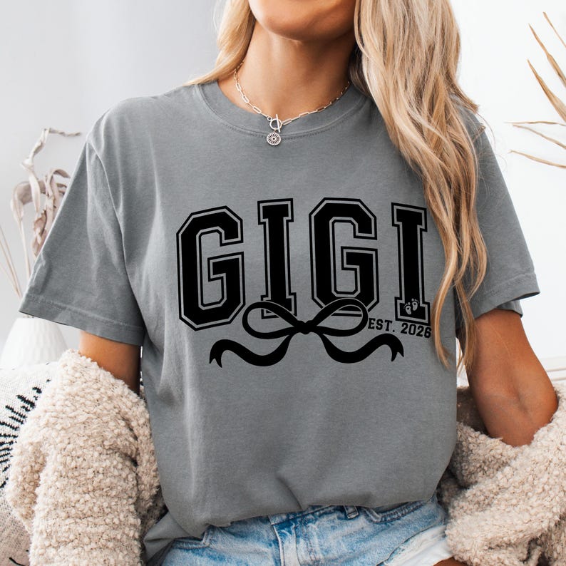 Gigi Est 2026 Svg, New Grandma Png, Distressed Bow Design, Sublimation ...