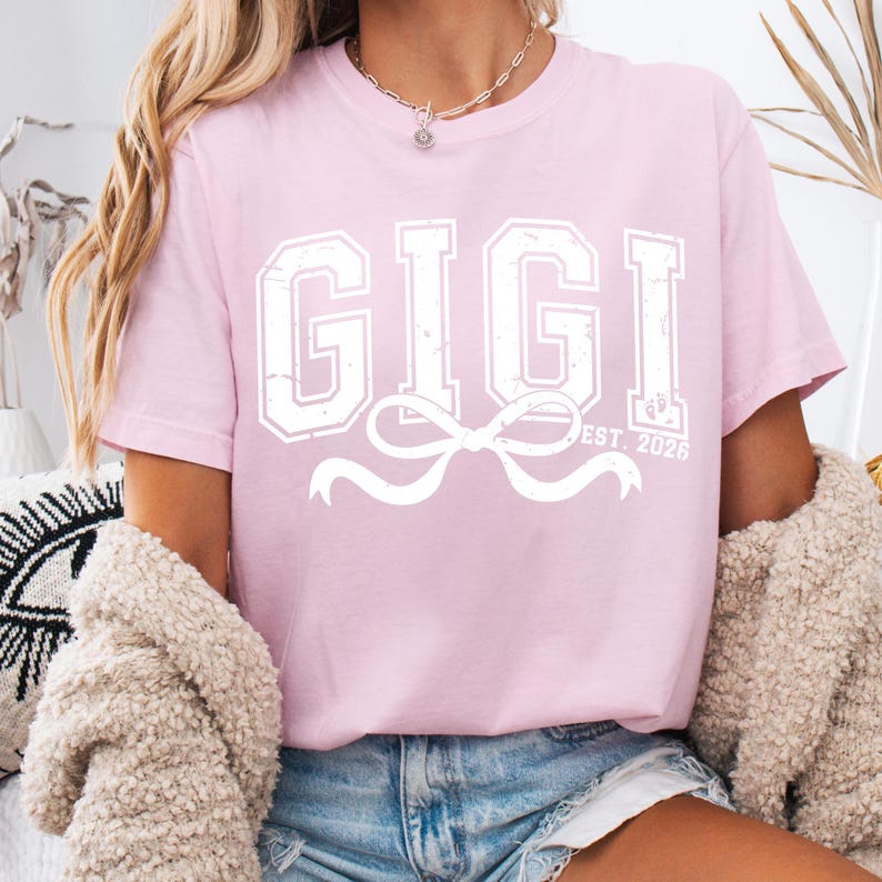 Gigi Est 2026 Svg, New Grandma Png, Distressed Bow Design, Sublimation ...