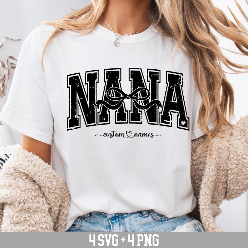 Custom Nana Est 2026 Svg, New Grandma Png, Distressed Bow Design ...
