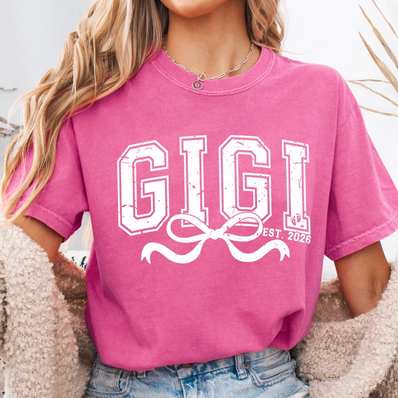 Gigi Est 2026 Svg, New Grandma Png, Distressed Bow Design, Sublimation ...
