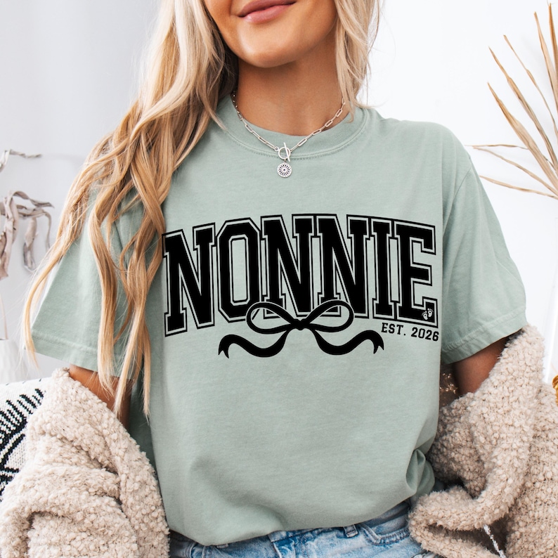 Nonnie Est 2026 SVG PNG, Retro Grandma Design, Distressed College Font ...