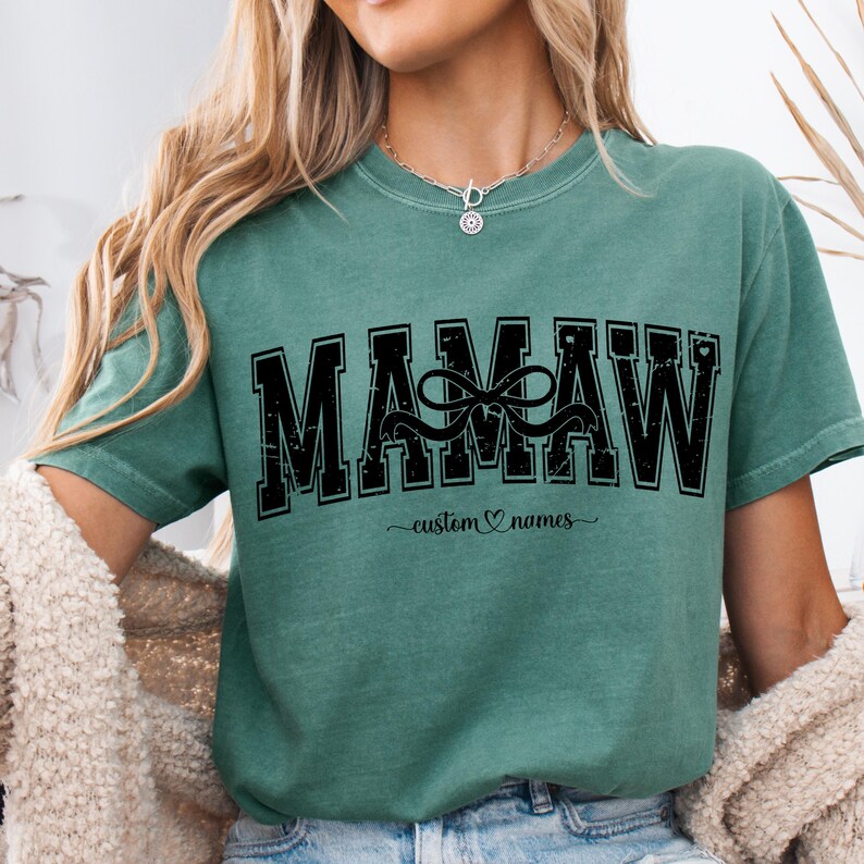 Custom Mamaw Est 2026 Svg, New Grandma Png, Distressed Bow Design ...