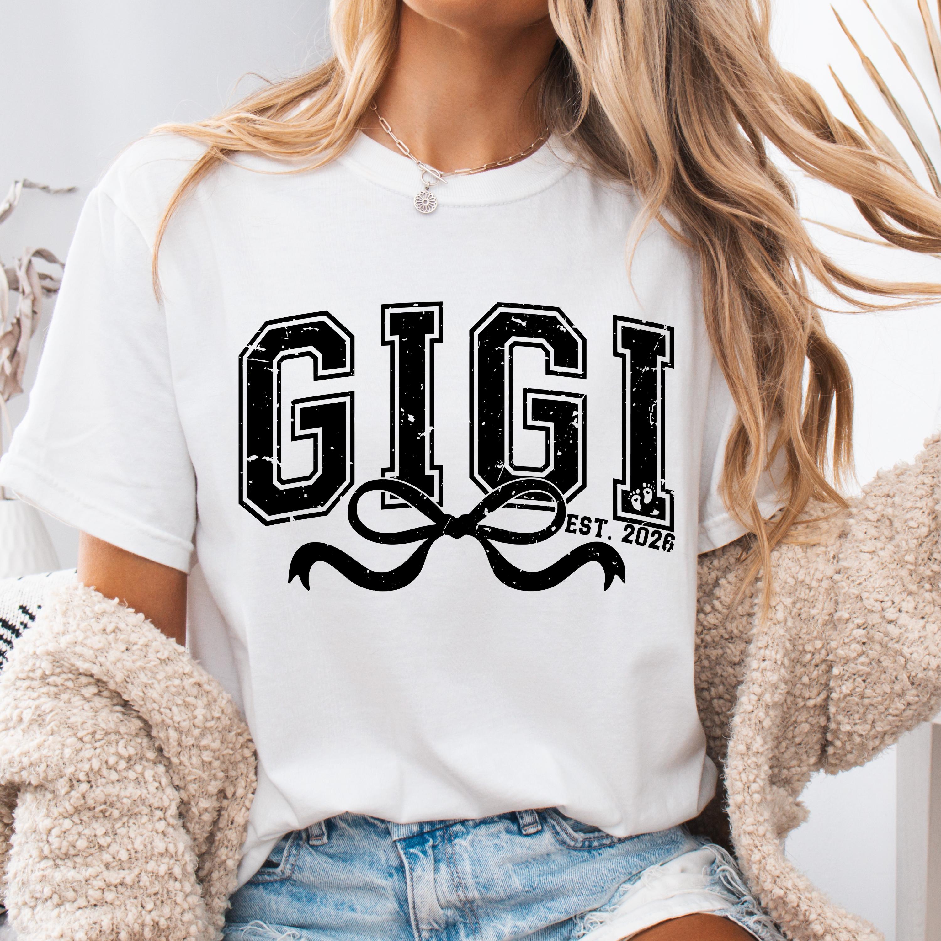 Gigi Est 2026 Svg, New Grandma Png, Distressed Bow Design, Sublimation ...