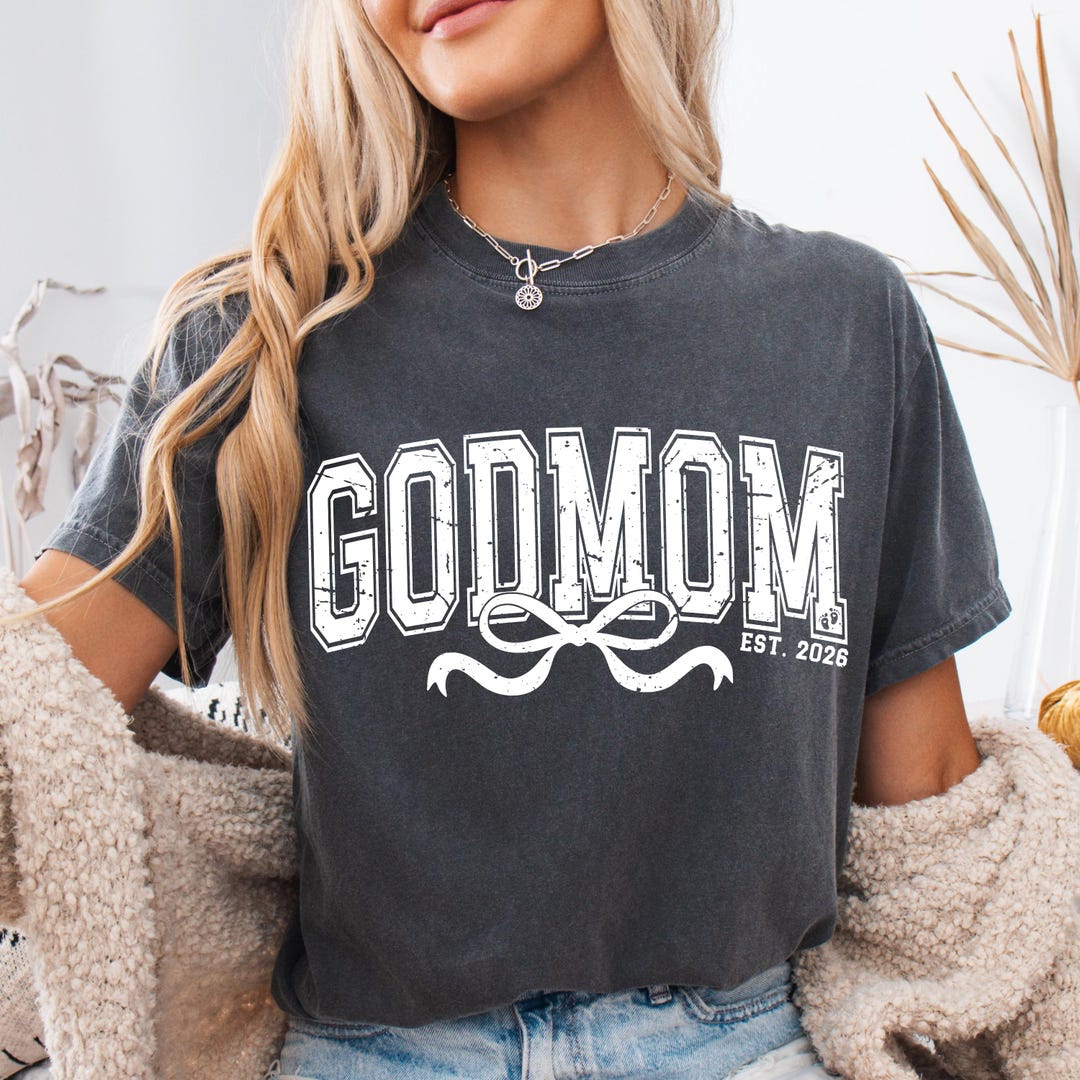 Godmom Svg, Godmother Est 2026 Png, Vintage Varsity Font Clipart ...