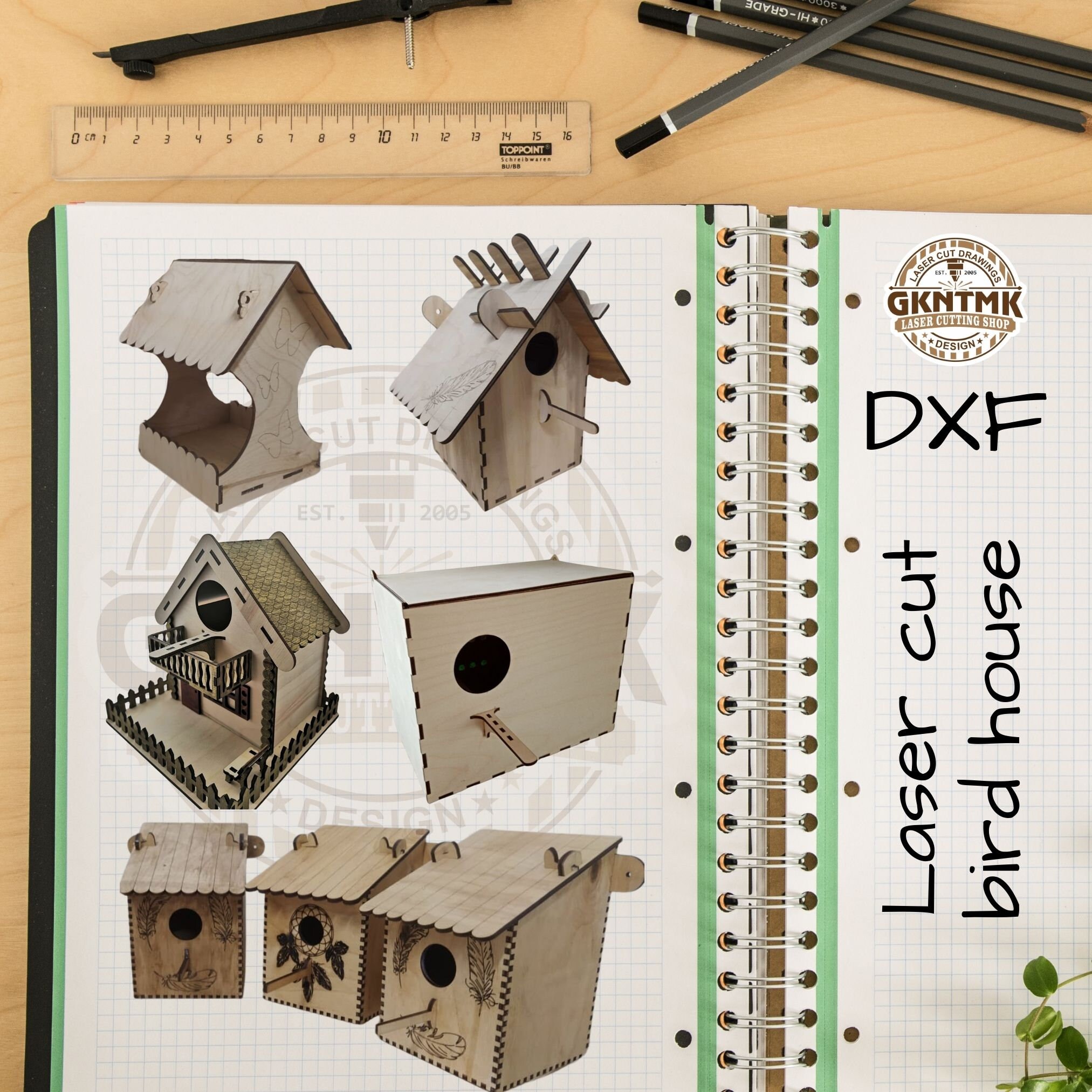 36 Laser Cut Bird House Dxf 36 Bird House Vector Laser Template Nesting ...