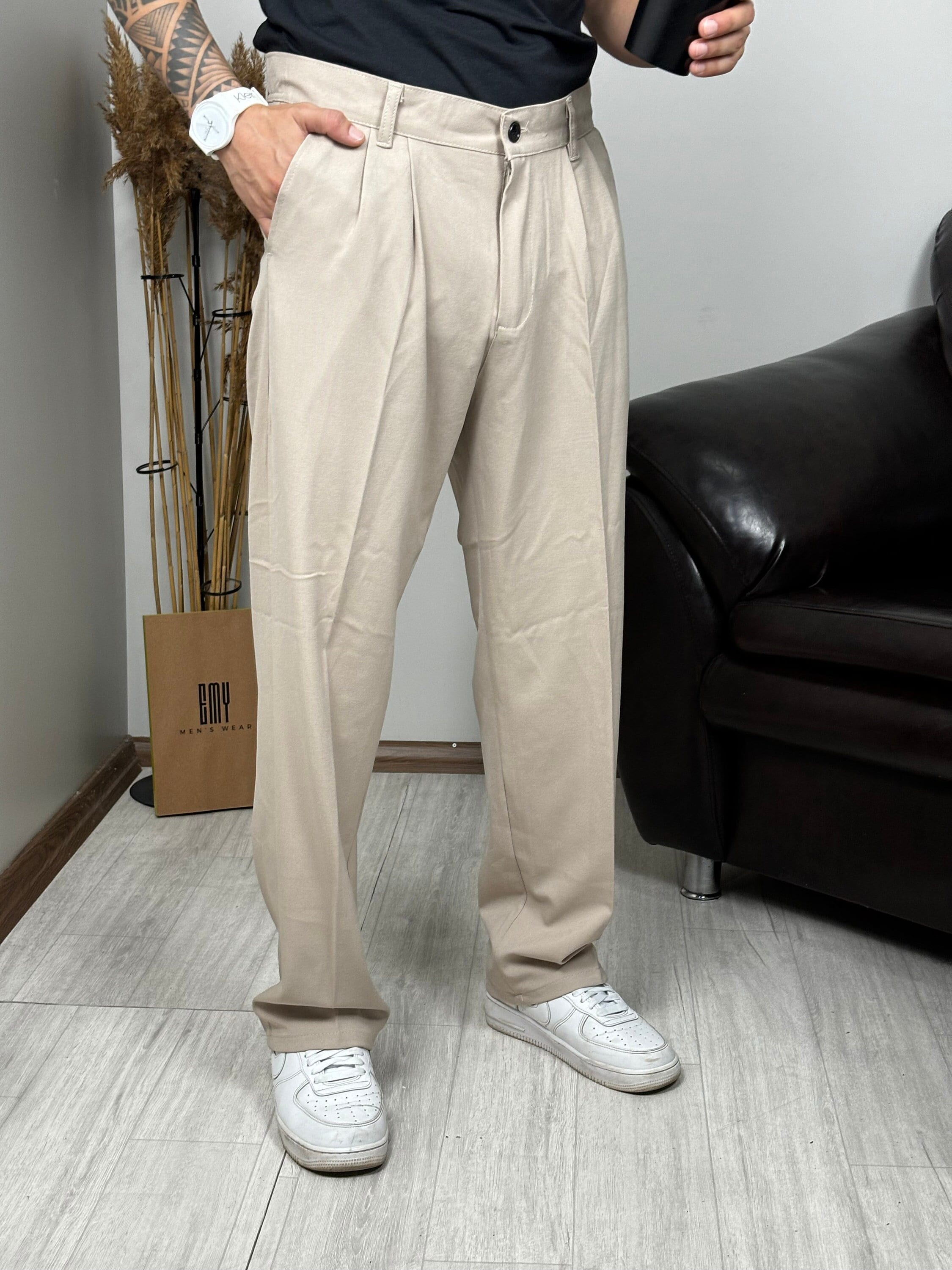 MEN Cream Baggy Pants - Etsy