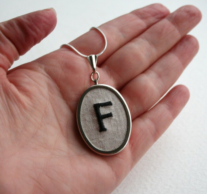 Personalized Letter F Necklace Hand Embroidered Gift for Her - Etsy