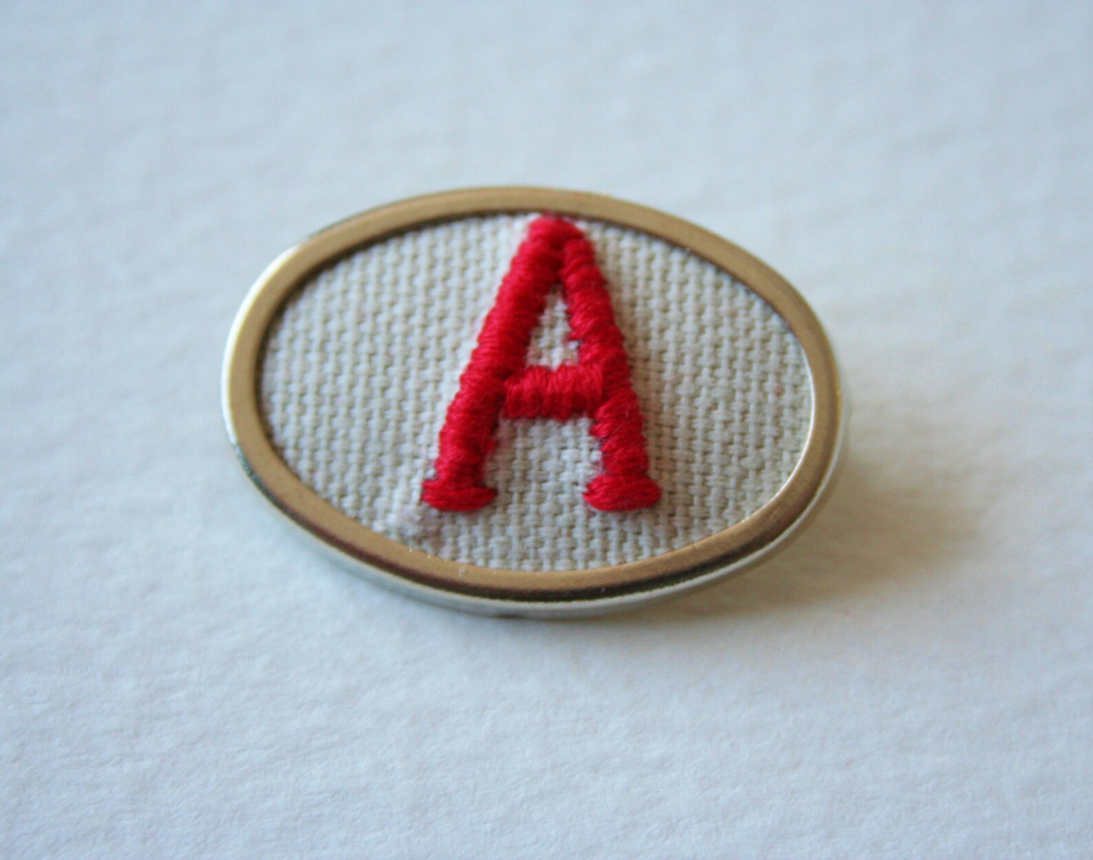 Hand Embroidered Easy A Monogram Initial Brooch Scarlet Letter - Etsy