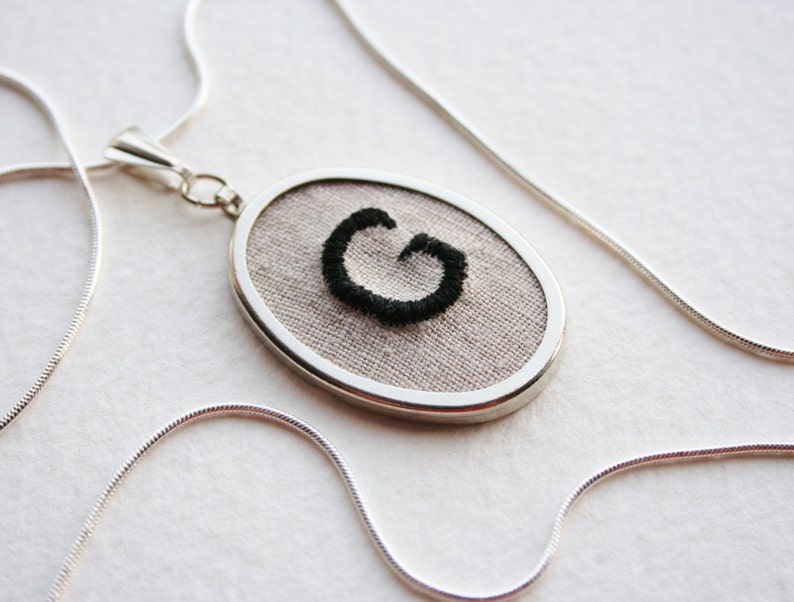 Letter G Personalized Jewelry Necklace Hand Embroidered Initial G - Etsy