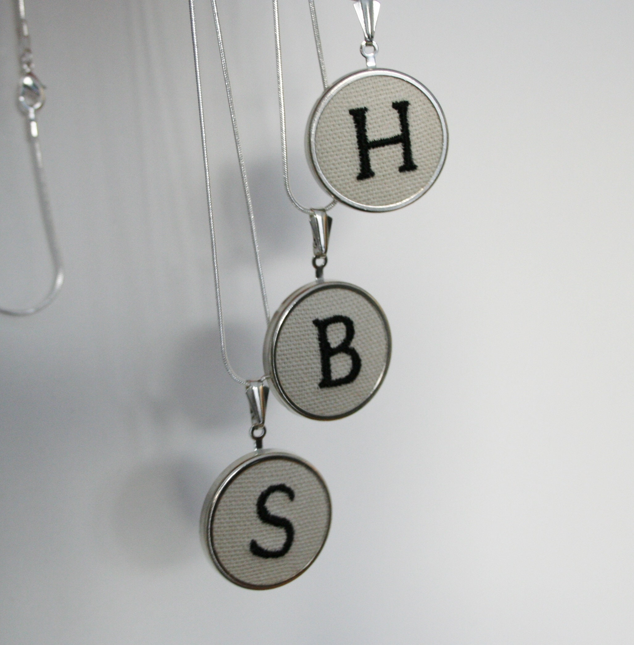 Letter H Initial Personalised Hand Embroidered Monogrammed Necklace - Etsy