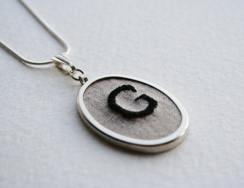 Letter G Personalized Jewelry Necklace Hand Embroidered Initial G - Etsy