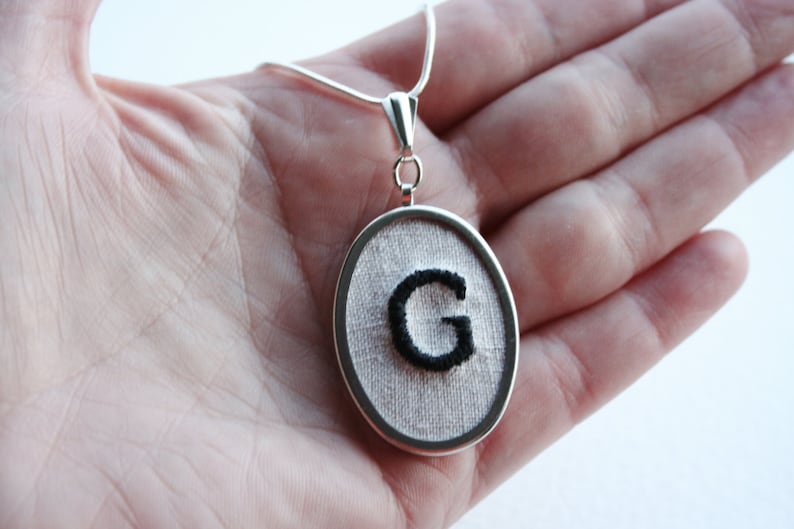 Letter G Personalized Jewelry Necklace Hand Embroidered Initial G - Etsy