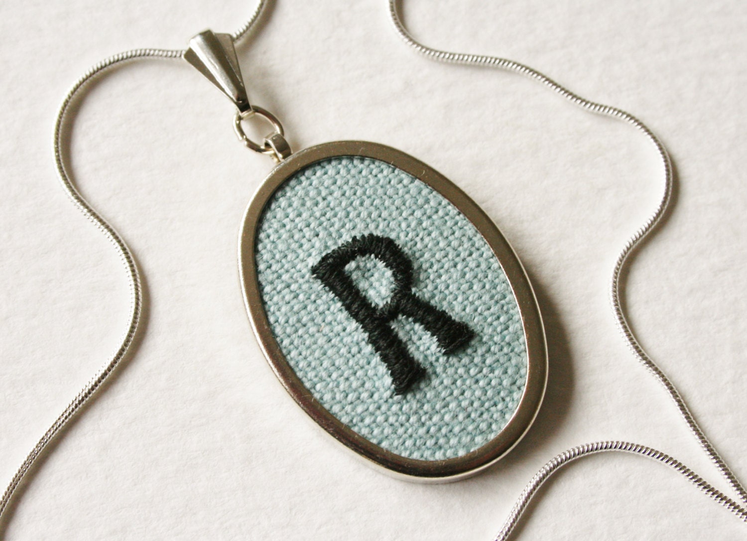 Letter R Personalised Hand Embroidered Monogrammed Necklace - Etsy