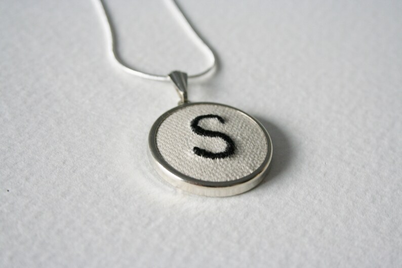 Letter S Initial Personalised Hand Embroidered Monogrammed Necklace - Etsy