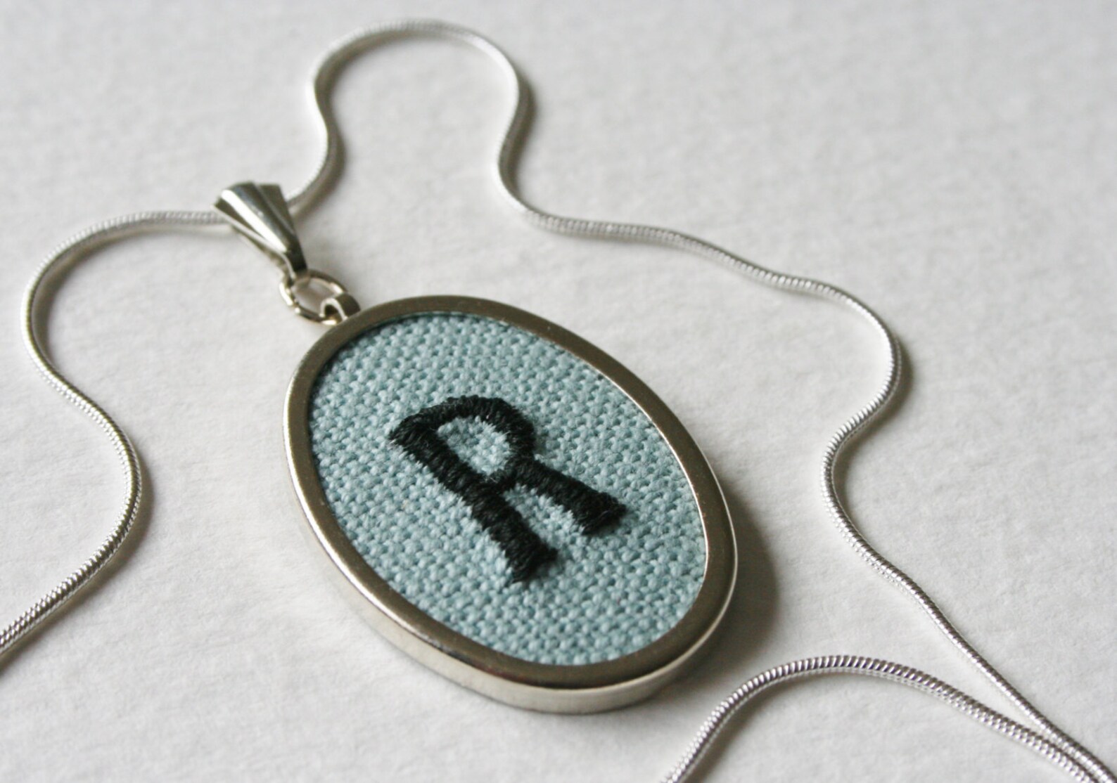 Letter R Personalised Hand Embroidered Monogrammed Necklace - Etsy