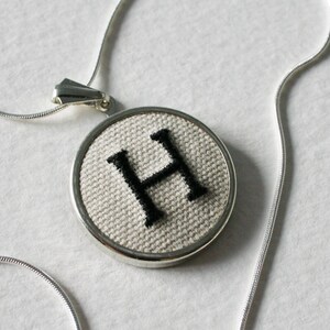 Letter H Initial Personalised Hand Embroidered Monogrammed Necklace - Etsy