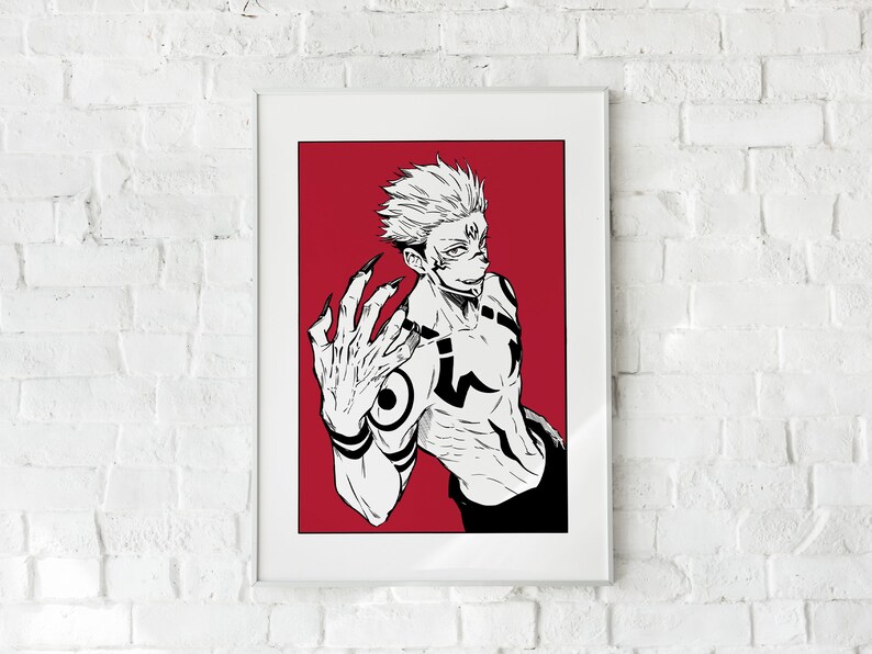 Sukuna Ryomen Poster, Jujutsu Kaisen Anime Poster, Japanese Wall Art ...