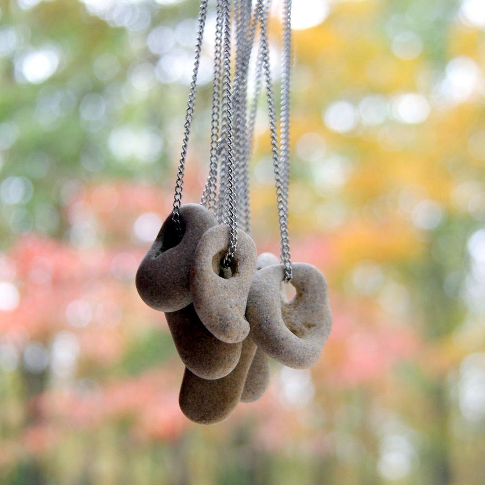 Hag Stone Necklace With Two Holes and Vintage Stainless Steel Chain - Etsy