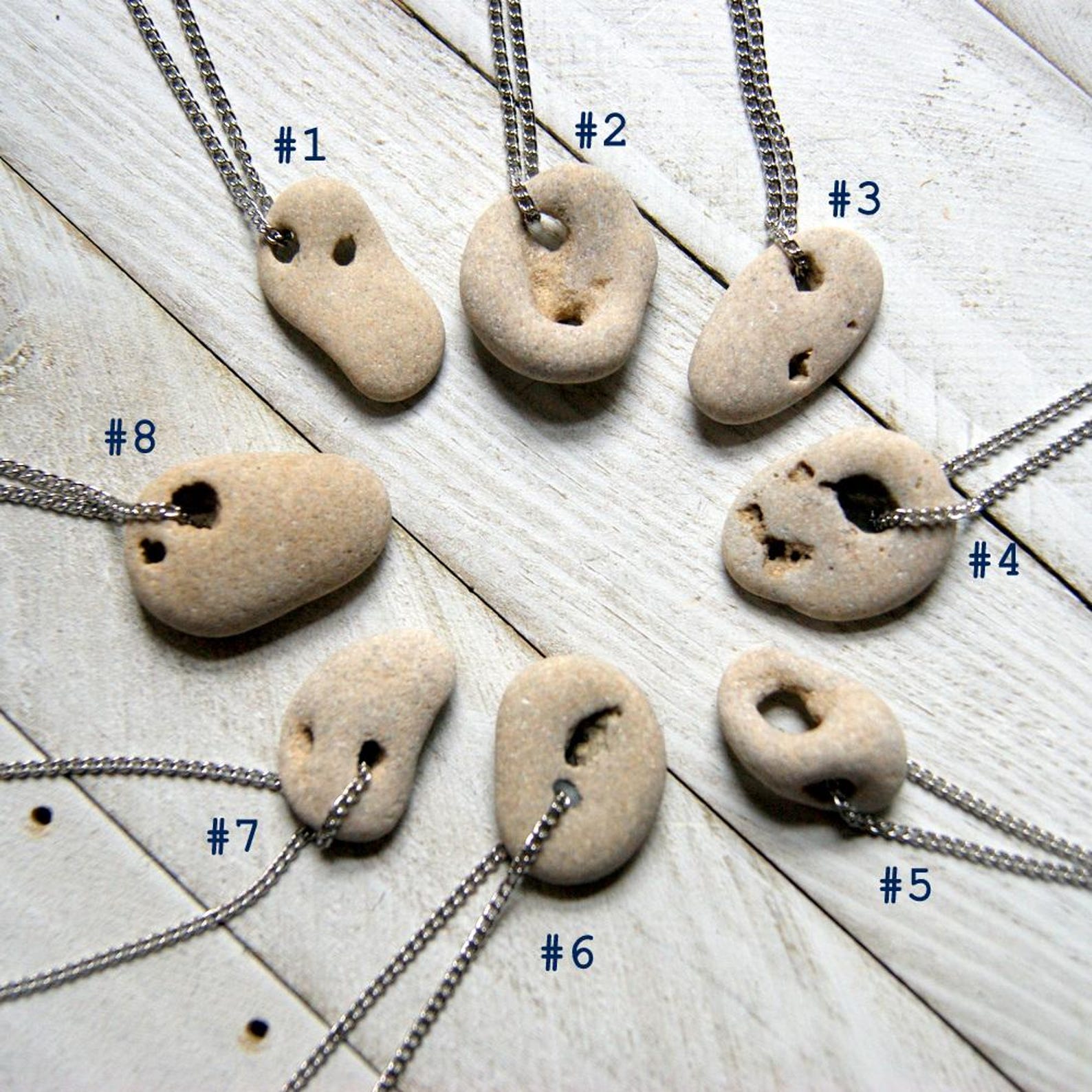 Hag Stone Necklace With Two Holes and Vintage Stainless Steel Chain - Etsy