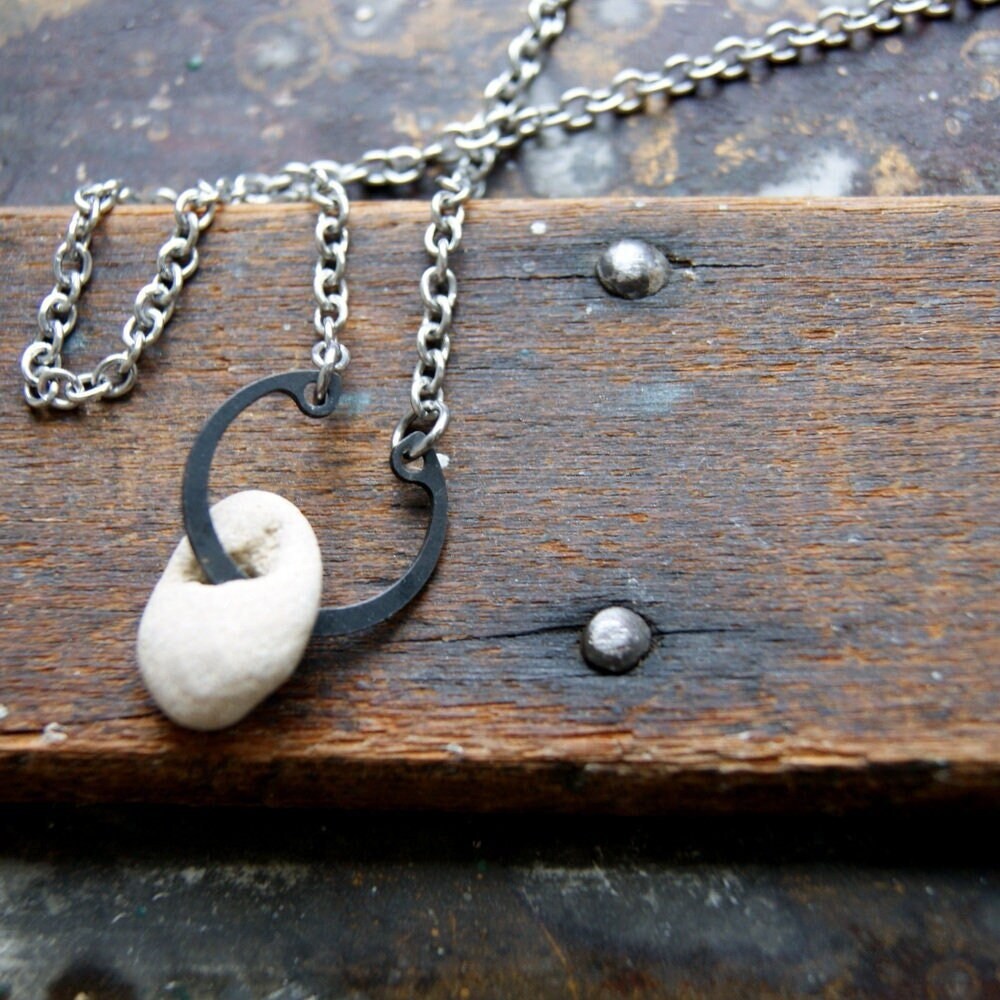Hag Stone Necklace With Retaining Ring and Stainless Steel Chain - Etsy
