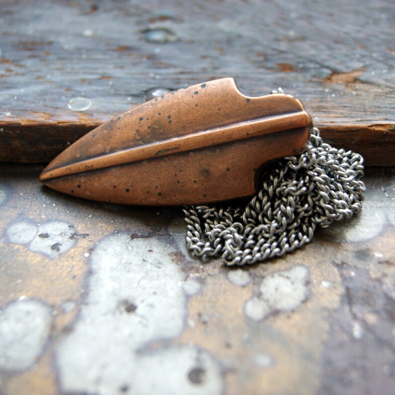 Antiqued Copper Vintage Arrowhead Necklace With Vintage - Etsy