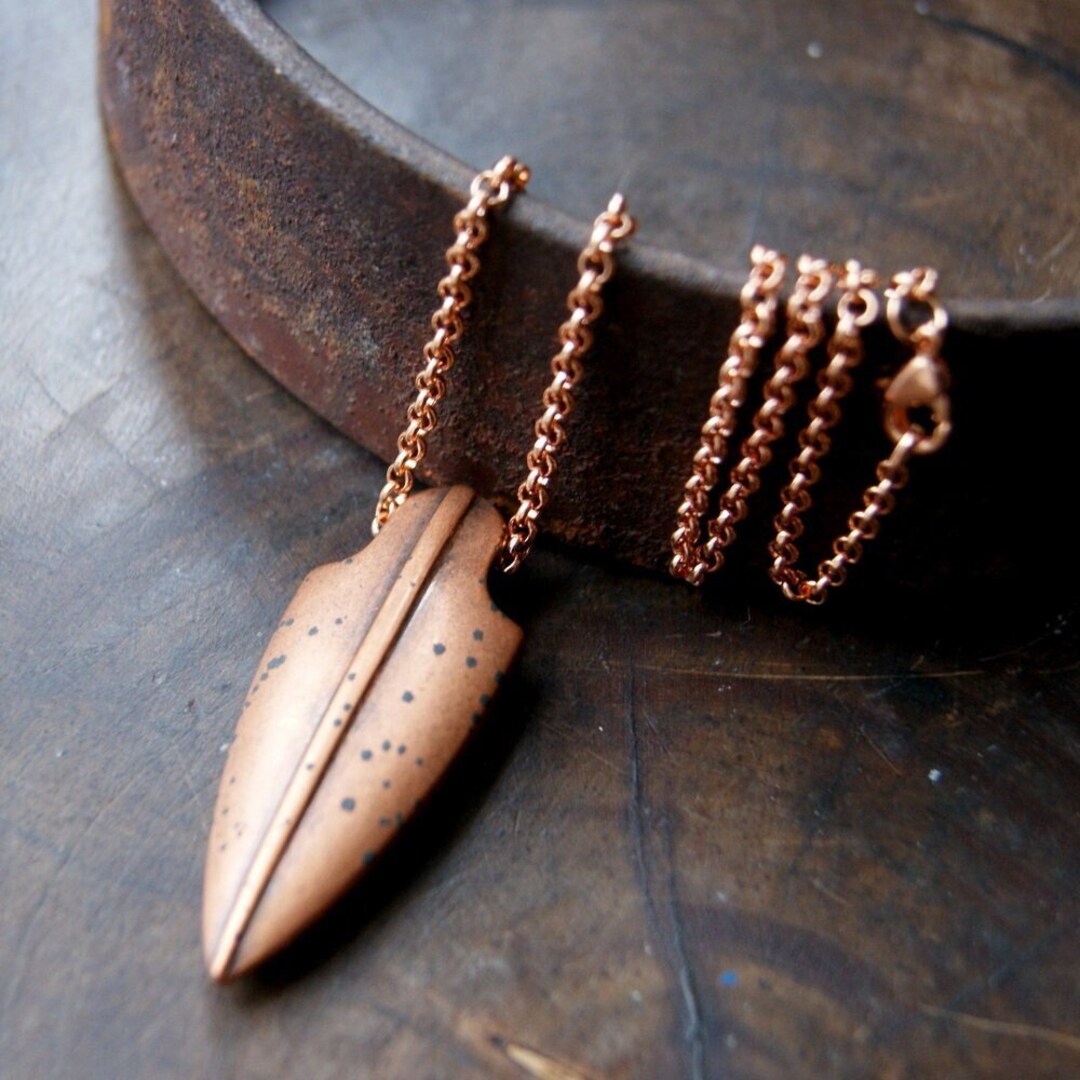 Antiqued Copper Vintage Arrowhead Pendant Necklace Choose Chain at ...