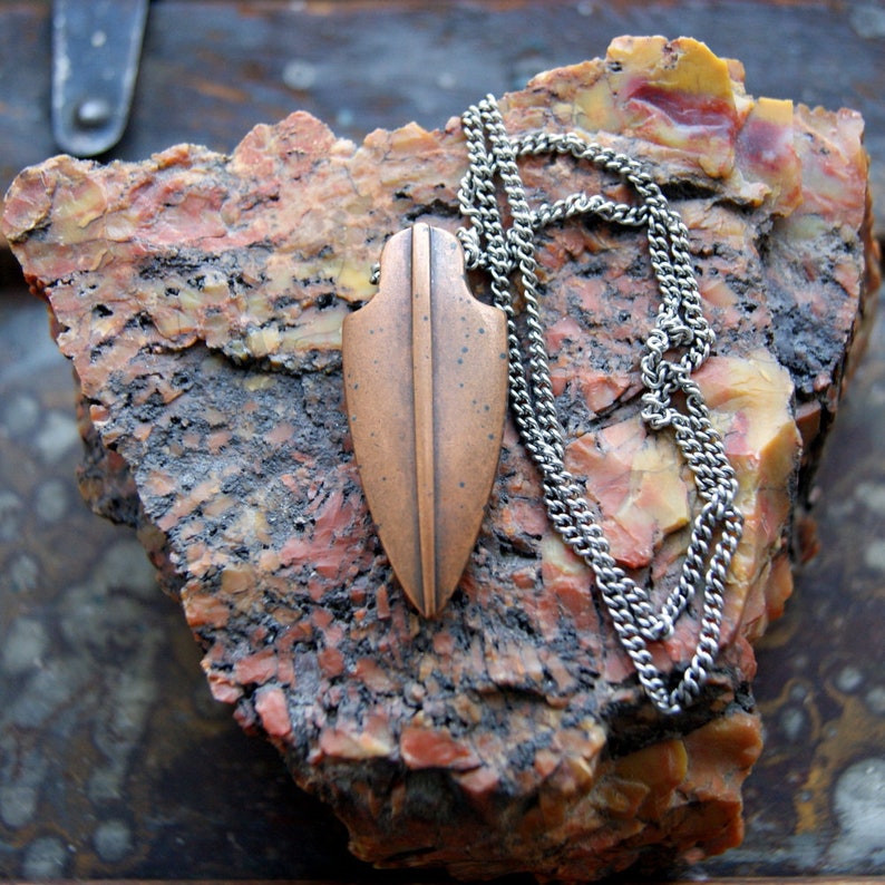 Antiqued Copper Vintage Arrowhead Necklace With Vintage - Etsy