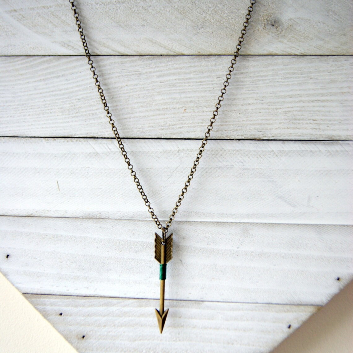 Bronze Arrow Necklace Wire Wrapped With Wire Color of Your Choice - Etsy