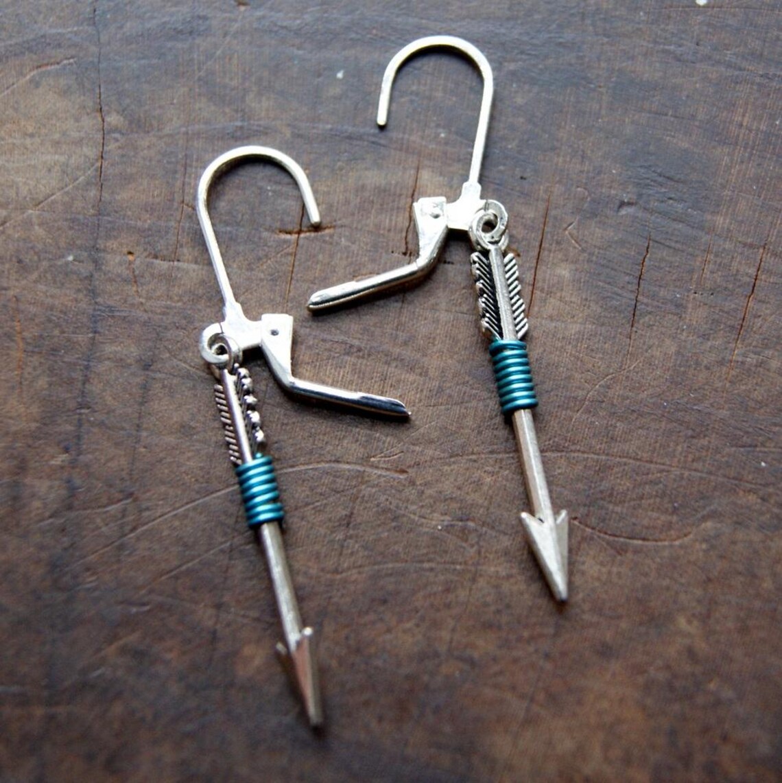 Silver Arrow Earrings, Wire Wrapped Arrows, Choose Wire Color at ...