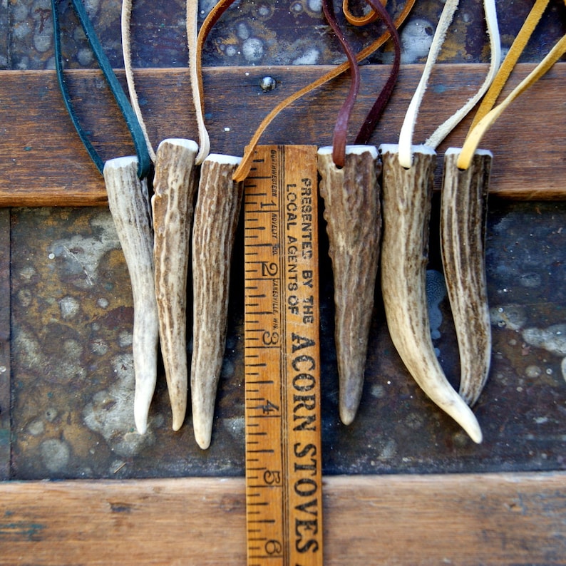 Large Deer Antler Pendant Necklace With Buckskin Lace Cord - Etsy