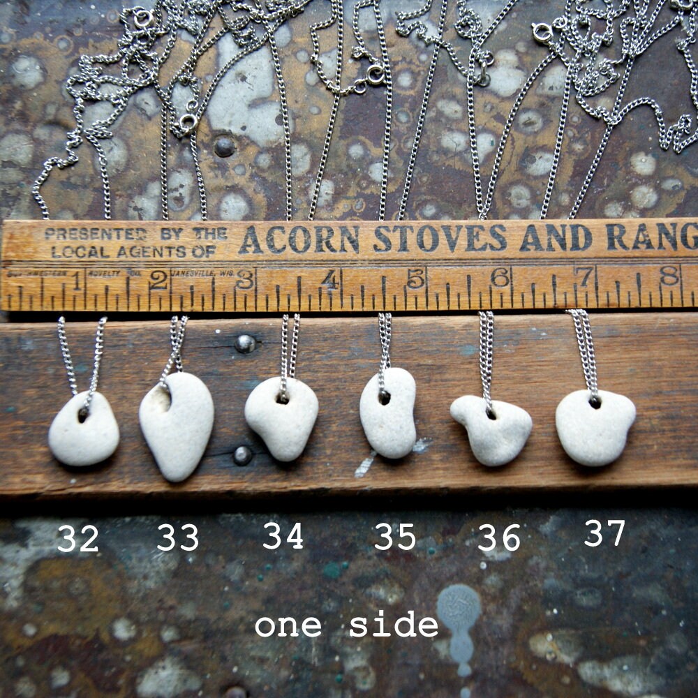 Hag Stone Pendant Necklace With Vintage Stainless Steel Chain | Etsy