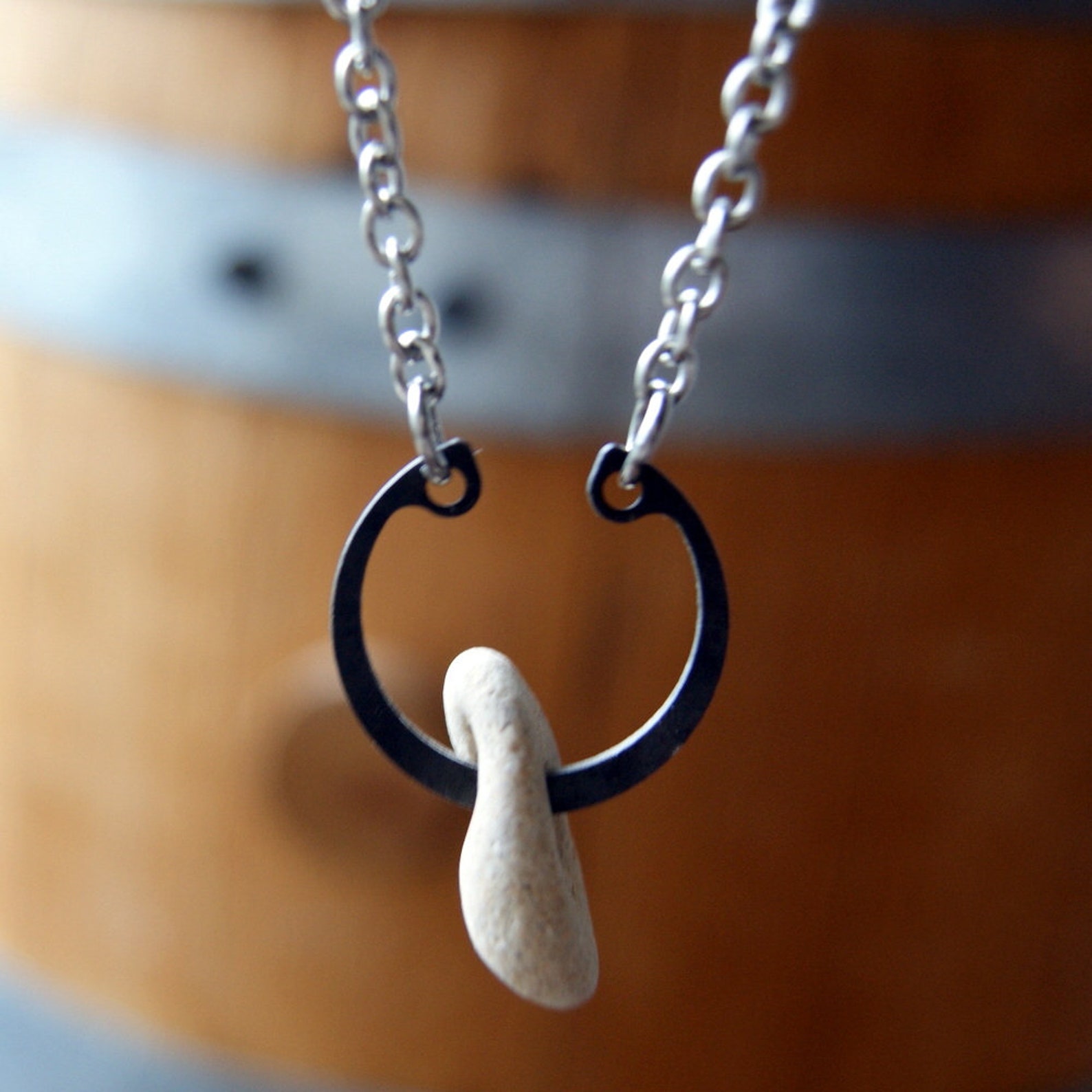 Hag Stone Necklace With Retaining Ring and Stainless Steel Chain - Etsy