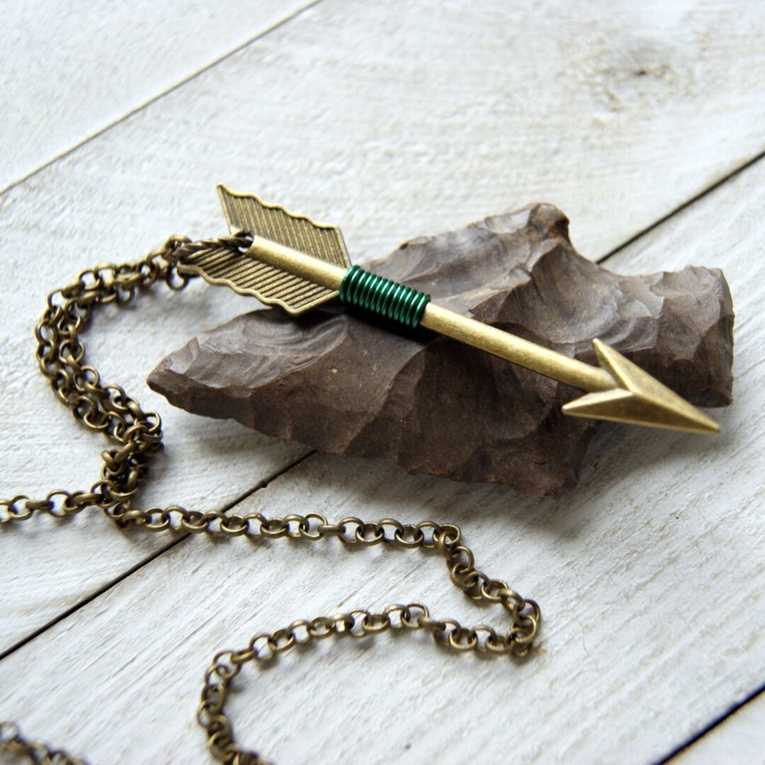 Bronze Arrow Necklace Wire Wrapped With Wire Color of Your Choice - Etsy
