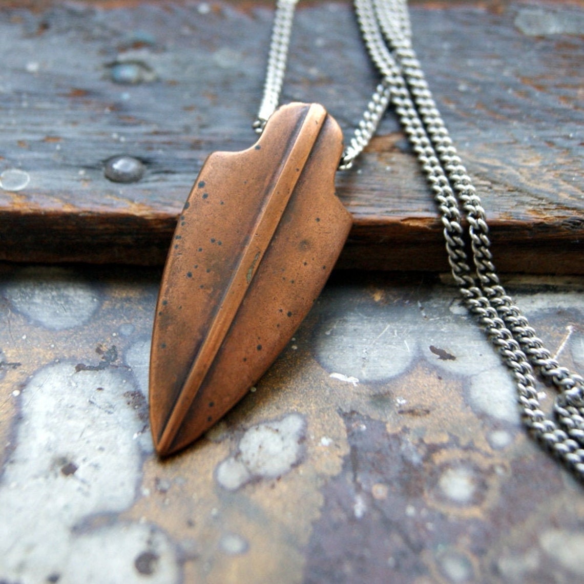 Antiqued Copper Vintage Arrowhead Necklace With Vintage - Etsy