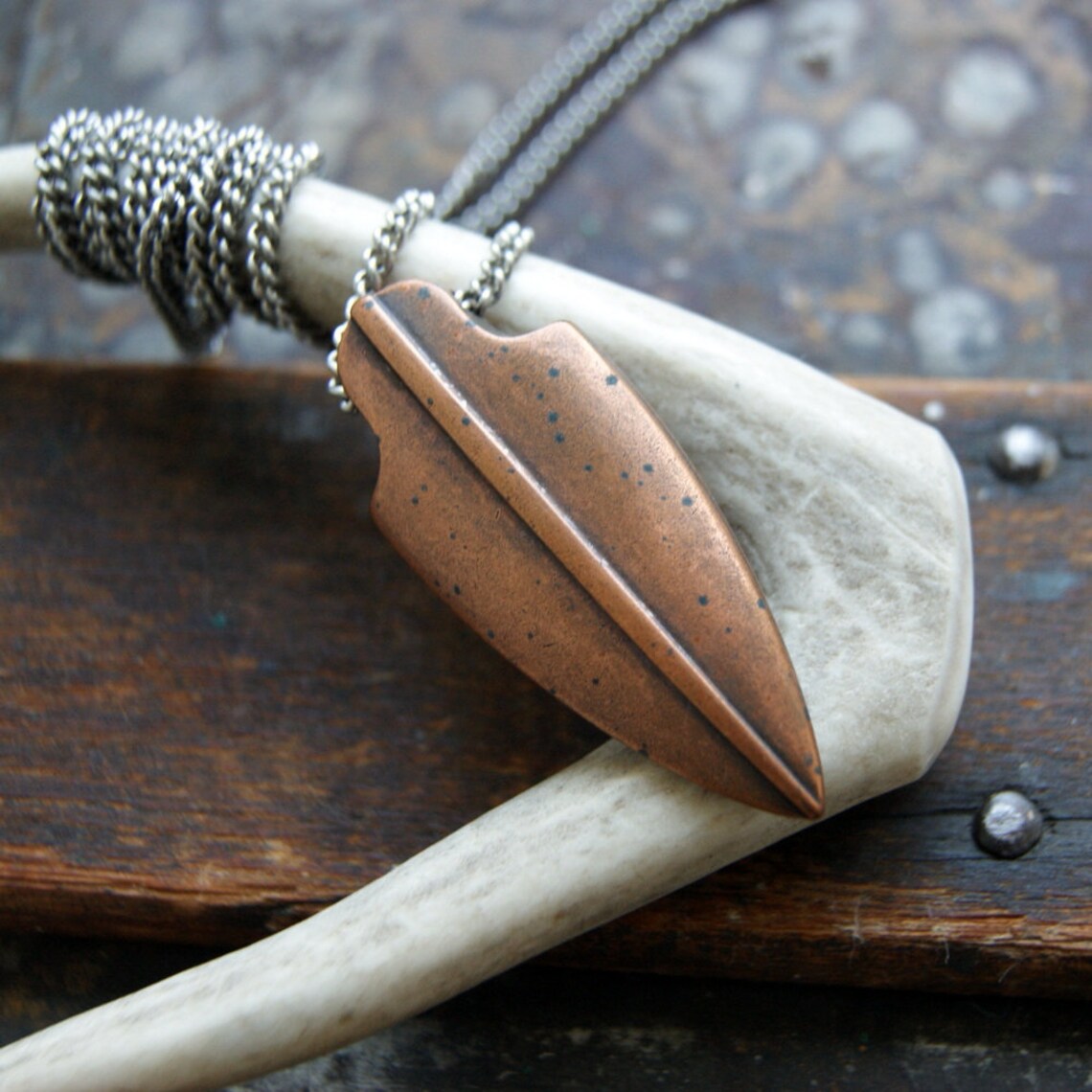 Antiqued Copper Vintage Arrowhead Necklace With Vintage - Etsy