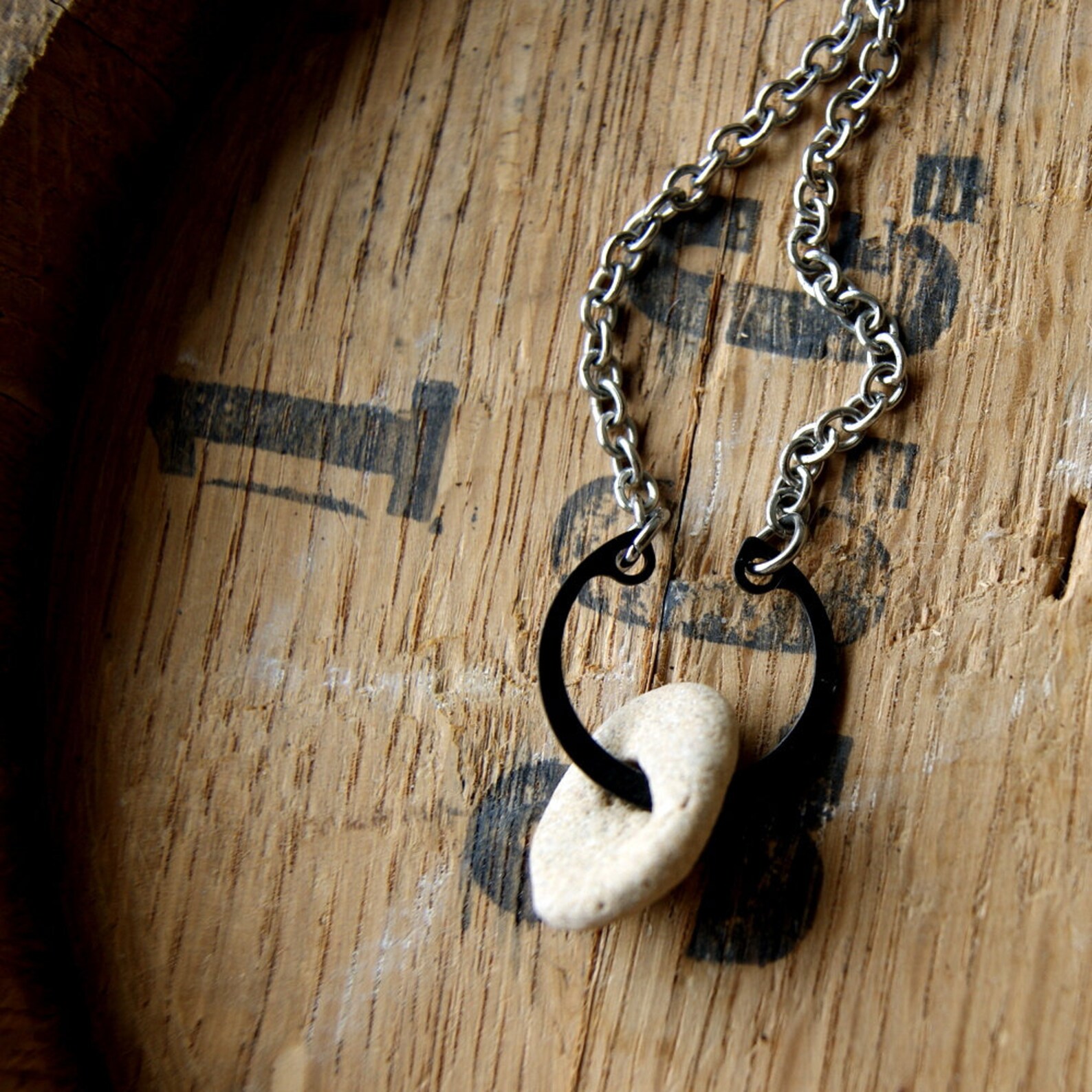 Hag Stone Necklace With Retaining Ring and Stainless Steel Chain - Etsy