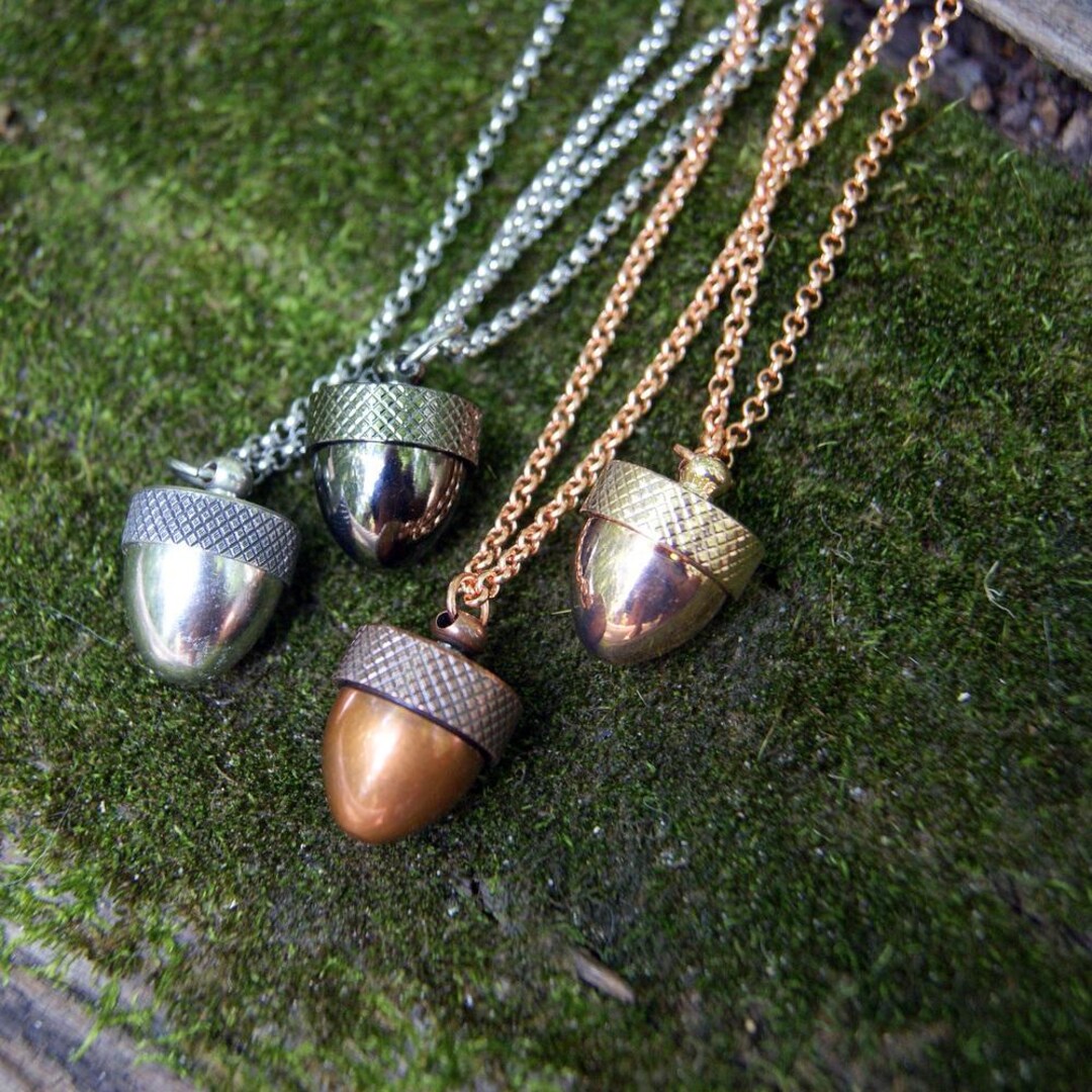 Metal Acorn Locket With Rolo Chain, Choose Acorn Color at Checkout - Etsy
