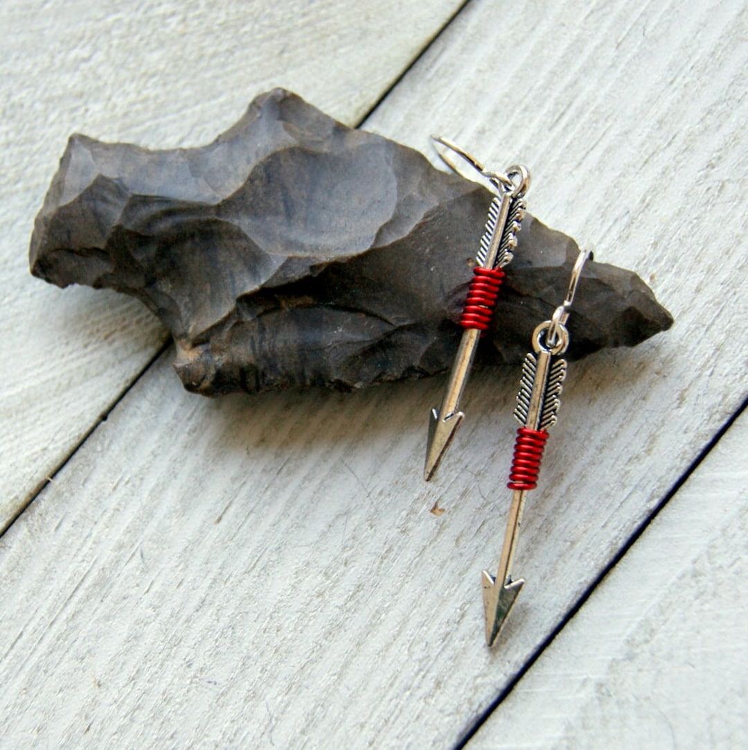 Silver Arrow Earrings, Wire Wrapped Arrows, Choose Wire Color at ...
